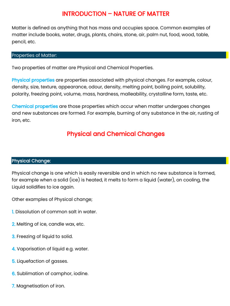 1.1.1 Introduction - Nature of Matter | PDF | Mixture | Chemical Compounds