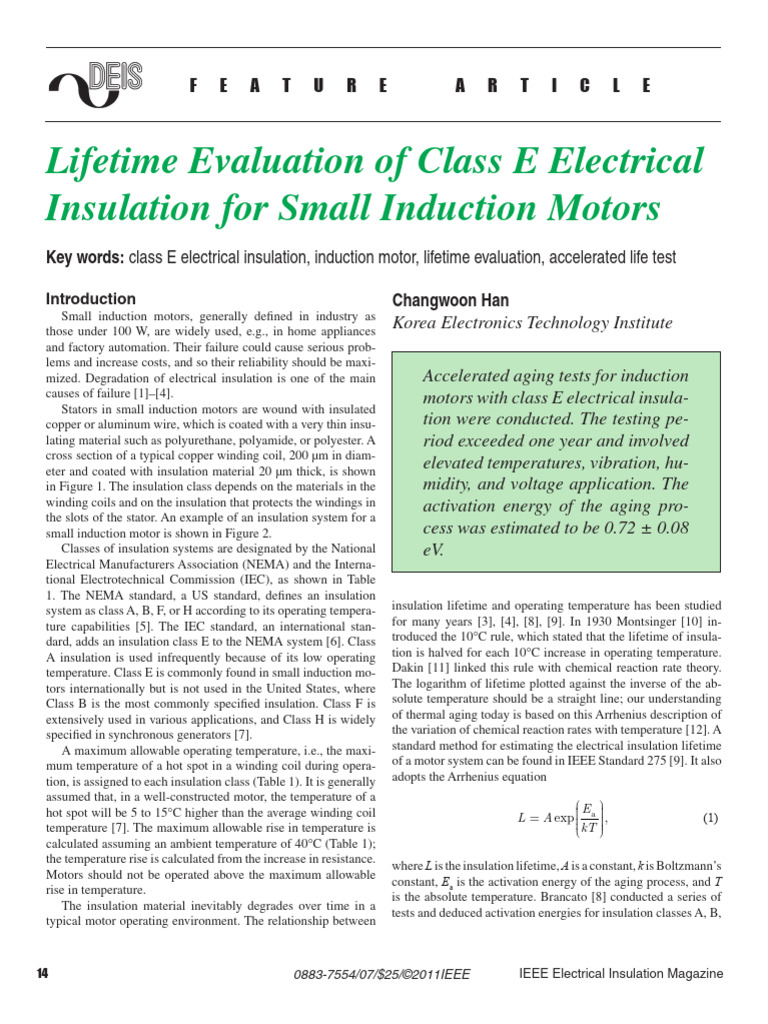 Lifetime Evaluation of Class E Electrical Insulation For Small ...