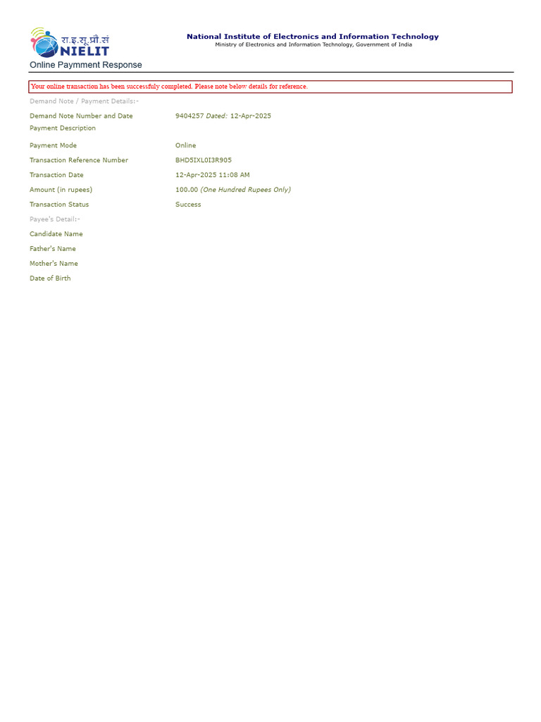 Project Fee Slip | PDF