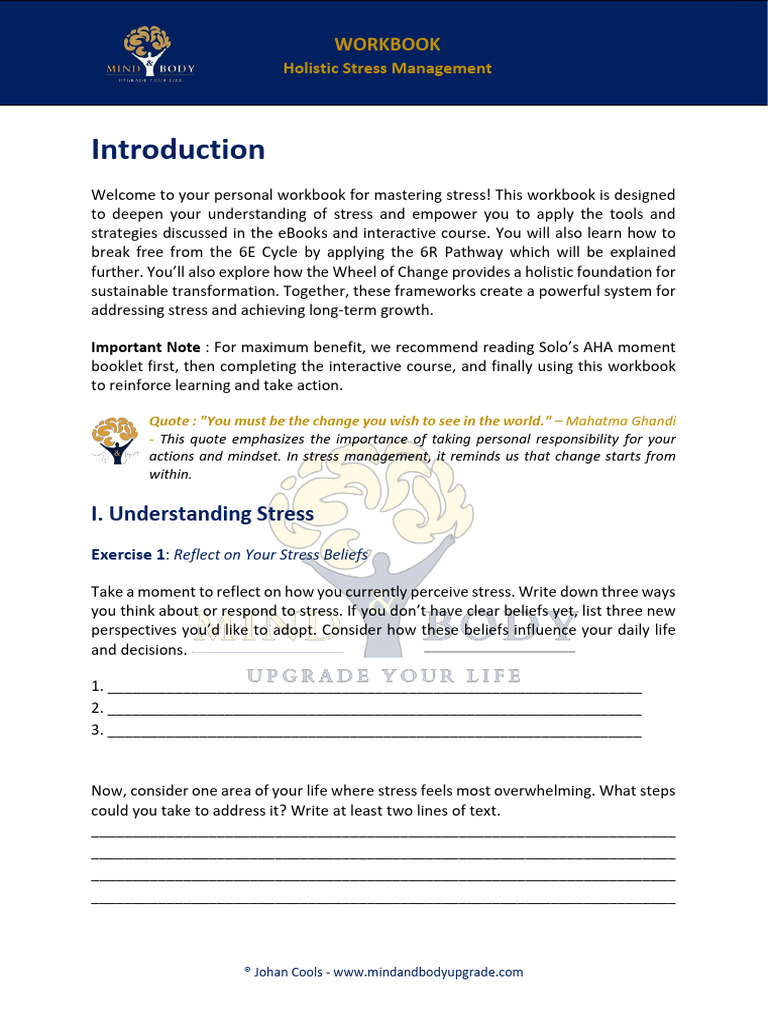 I. Understanding Stress: Workbook | PDF | Goal | Stress Management