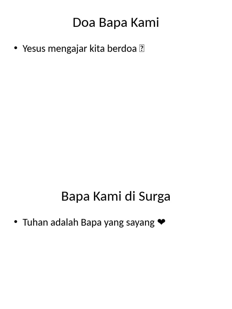 Doa Bapa Kami Kelas 1-2 Super Sederhana | PDF