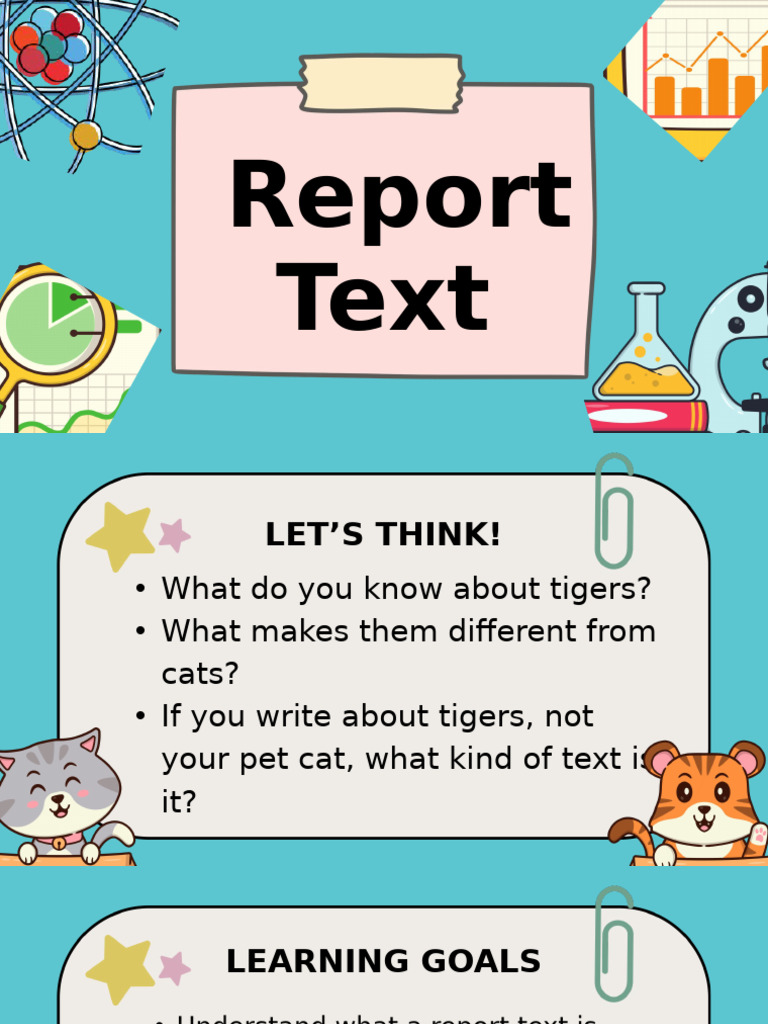 Report Text Presentation in Cyan Blue Illustrated Style | PDF | Linguistics