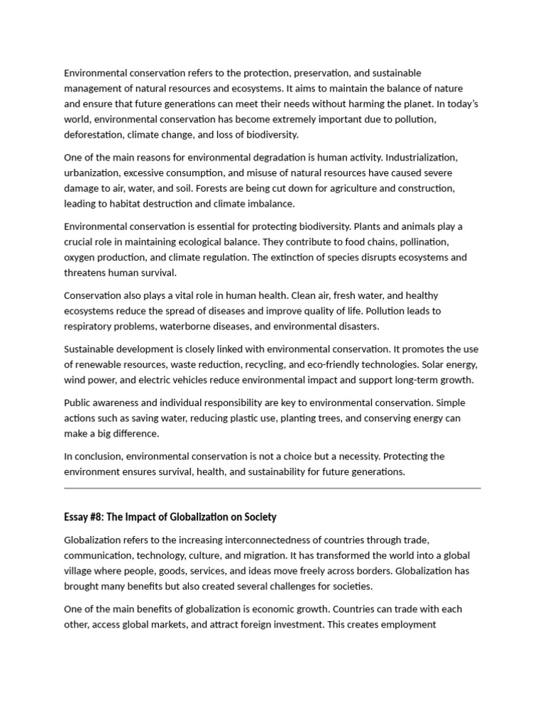 The Importance of Environmental Conservation | PDF | Conservation ...