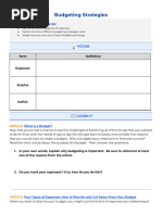 Budgeting Strategies Student Activity Packet | PDF | Budget | Money