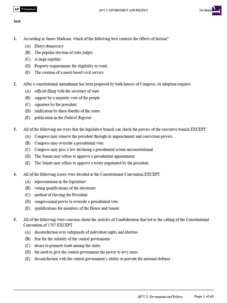 Unit 1 Gov | PDF | Federal Government Of The United States | American ...