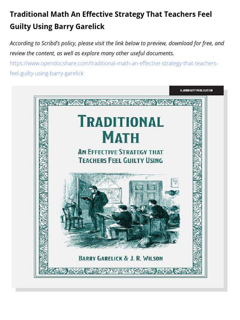 Traditional Math An Effective Strategy That Teachers Feel Guilty Using ...