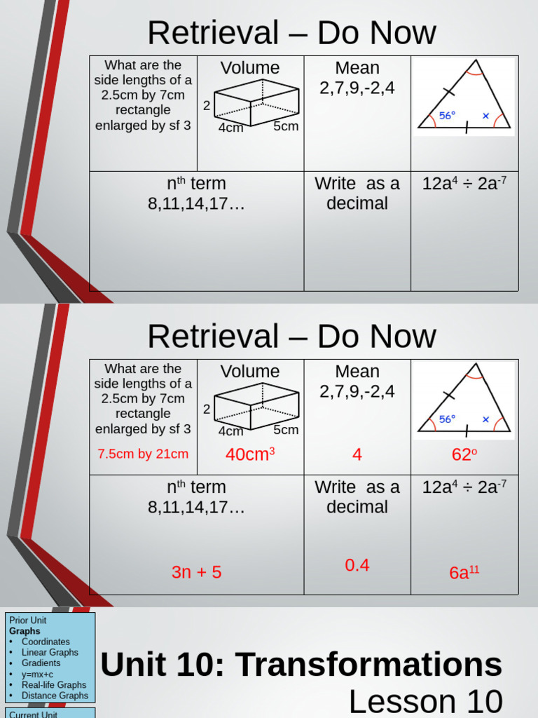Lesson 10 Describing Transformations | PDF | Ratio | Shape