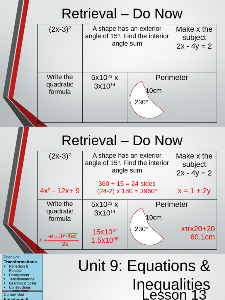 Lesson 13 Simultaneous Equations (Quadratics) | PDF | Quadratic ...