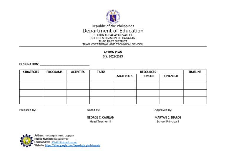 Action Plan Spatres Format | PDF