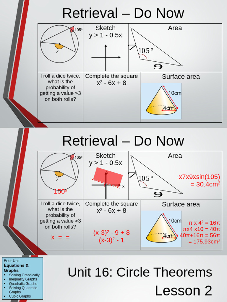 Lesson 2 Circle Theorems | PDF | Quadratic Equation | Circle