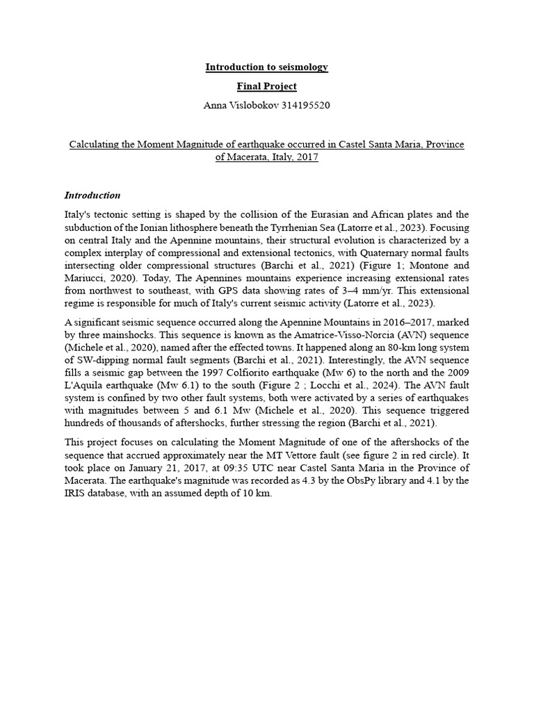 Introduction To Seismology-Final Project - Anna V | PDF | Spectral ...