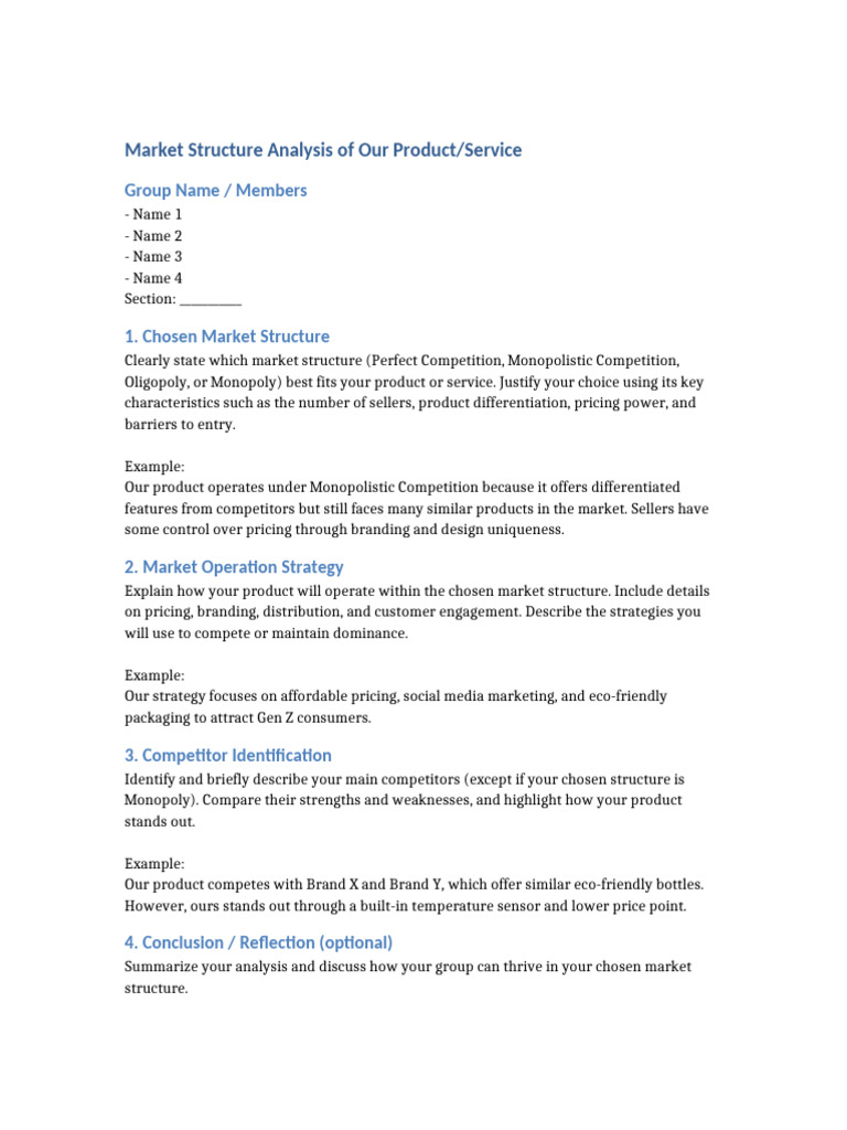 Market Structure Analysis Template | PDF | Monopoly | Market (Economics)
