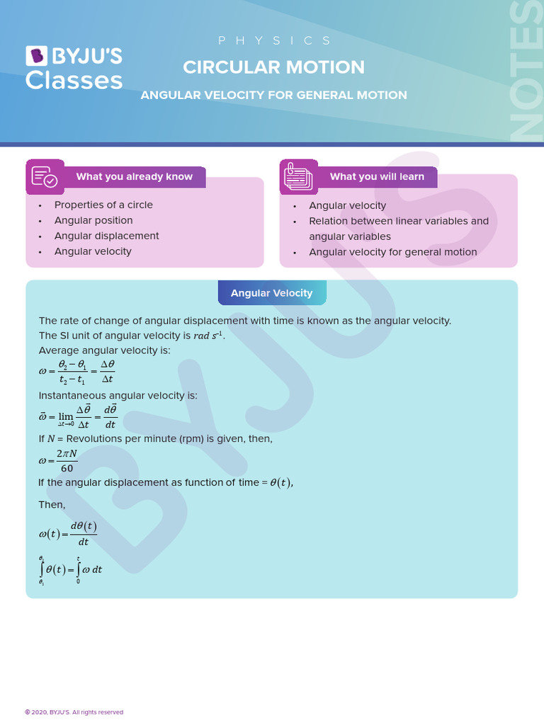 2-Angular Velocity For General Motion | PDF | Rotation Around A Fixed ...