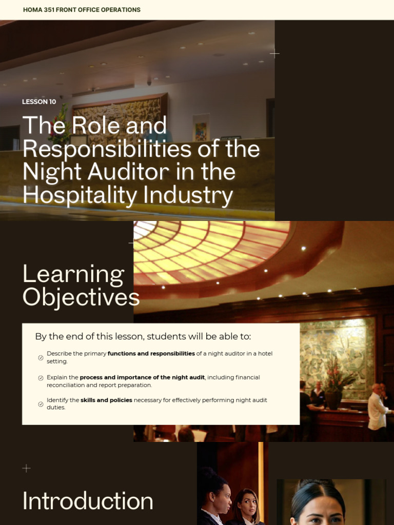 Lesson 10 The Role and Responsibilities of The Night Auditor in The ...