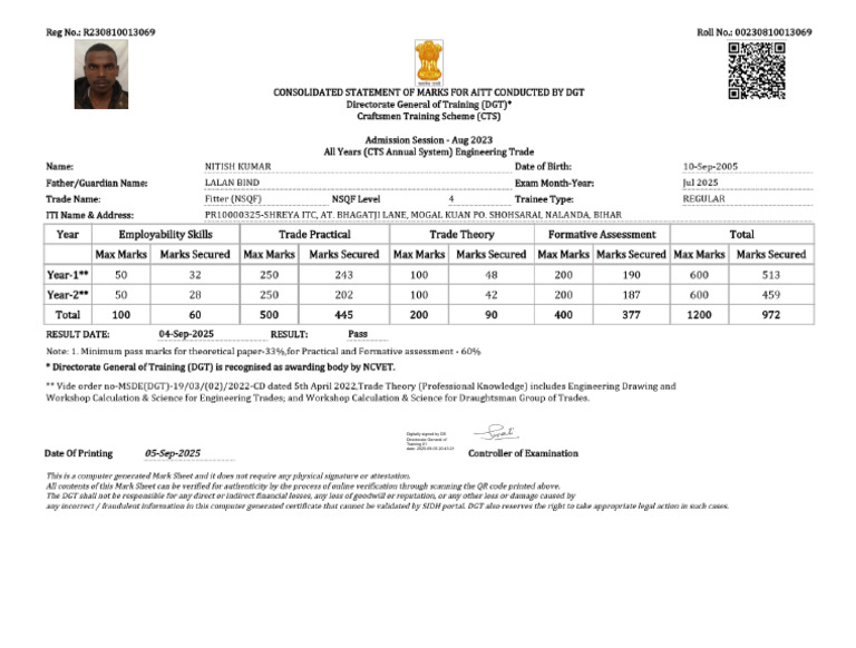 Digitally Signed by DS Directorate General of Training 01 Date: 2025-09 ...