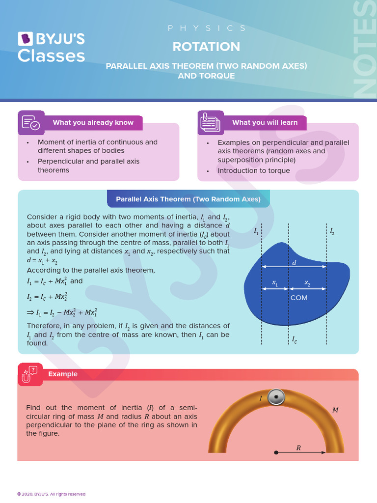 5-Parallel Axis Theorem and Torque | PDF | Torque | Rotation Around A ...