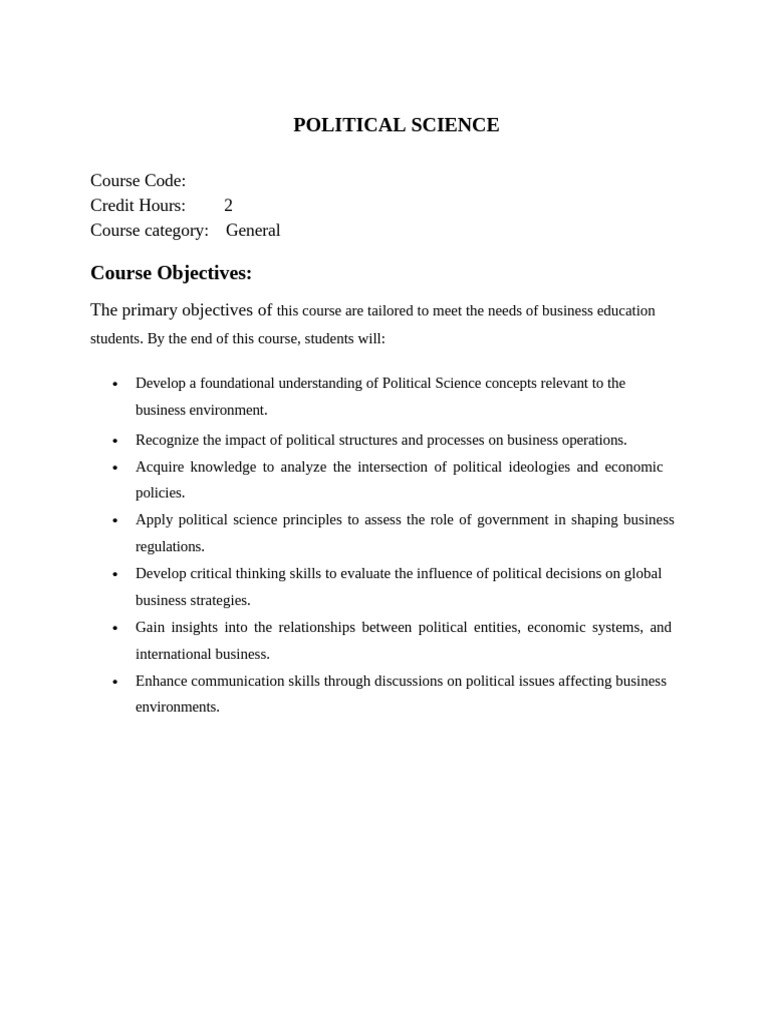 Political Science 3rd Semester | PDF | Science