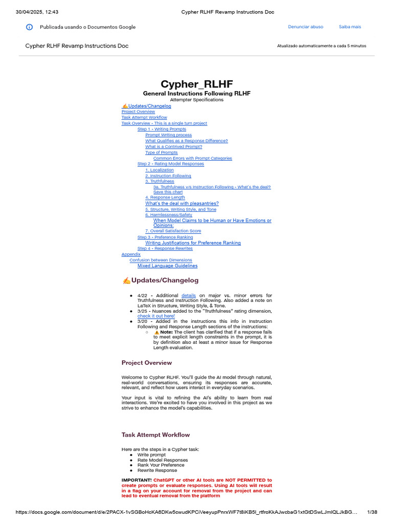 Cypher RLHF Revamp Instructions | PDF | Fruit | Artificial Intelligence