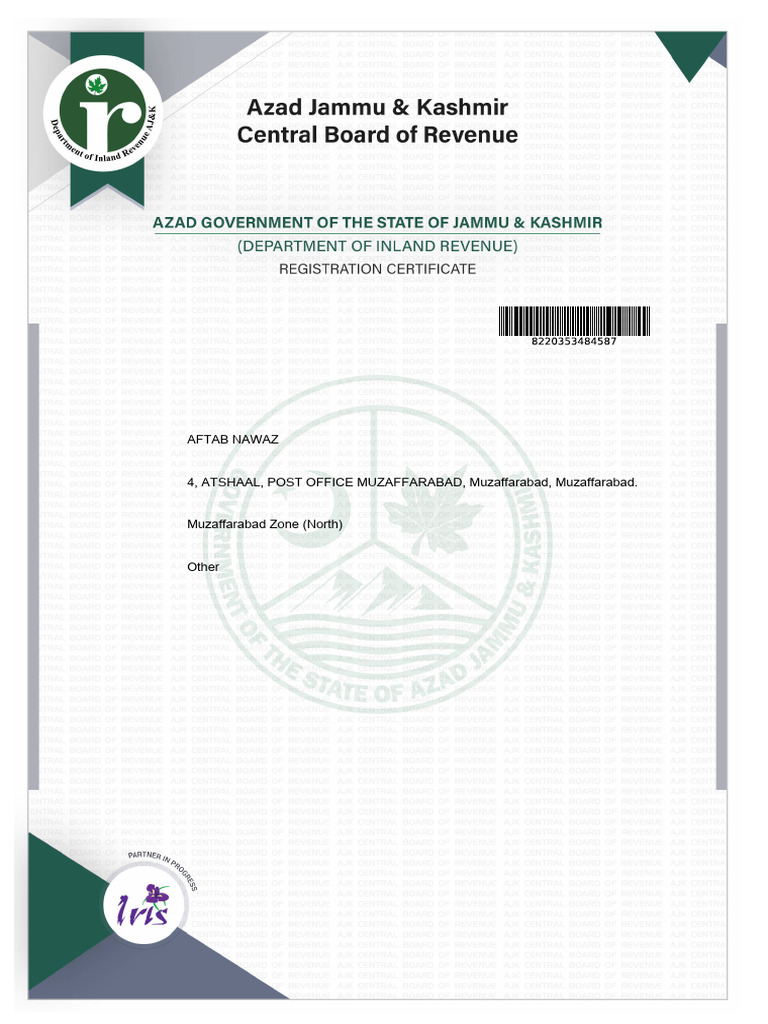 TaxPayer Registration Certificate | PDF
