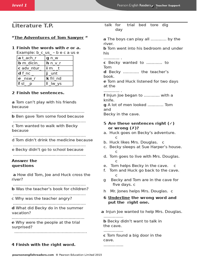 Tom Swayer Activities | PDF | The Adventures Of Tom Sawyer