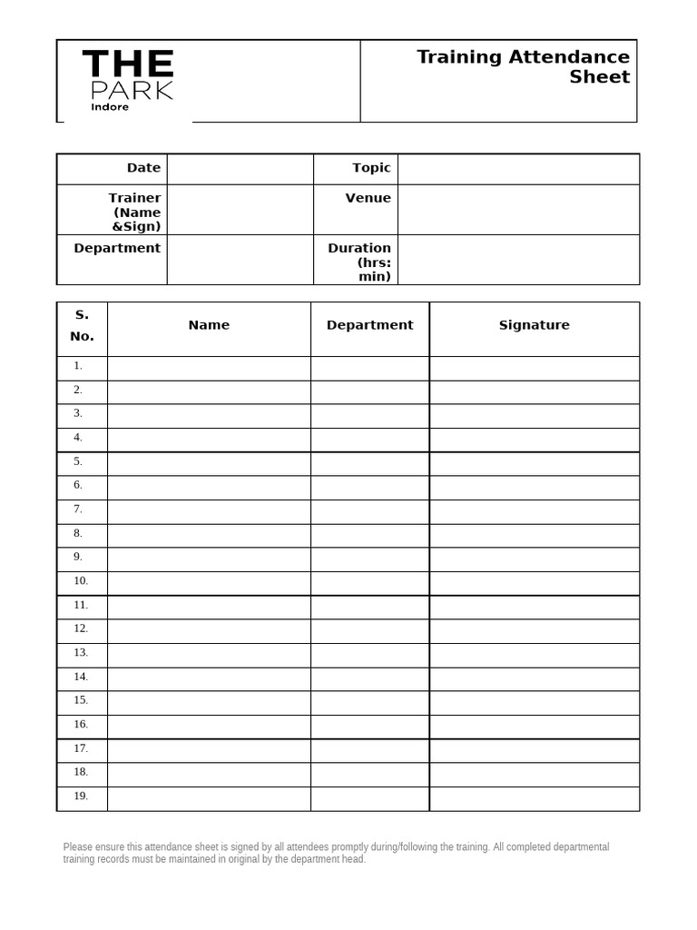 Training Attendance Sheet | PDF