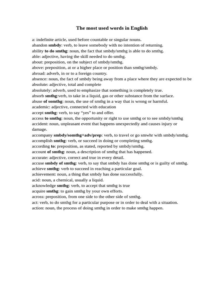 The Most Used Words in English 1 | PDF