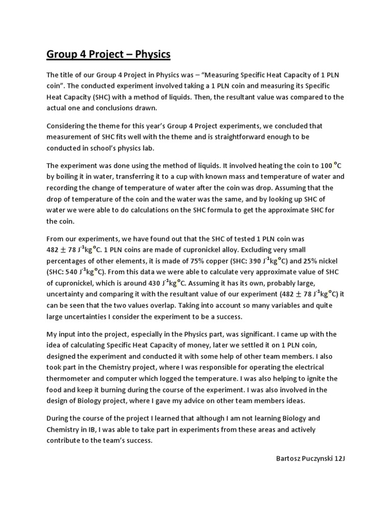 Group 4 Project | Download Free PDF | Heat Capacity | Coins