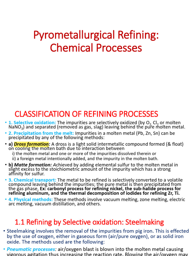 Presentation 27 Refining 1 Chemical | PDF | Lead | Chemical Elements