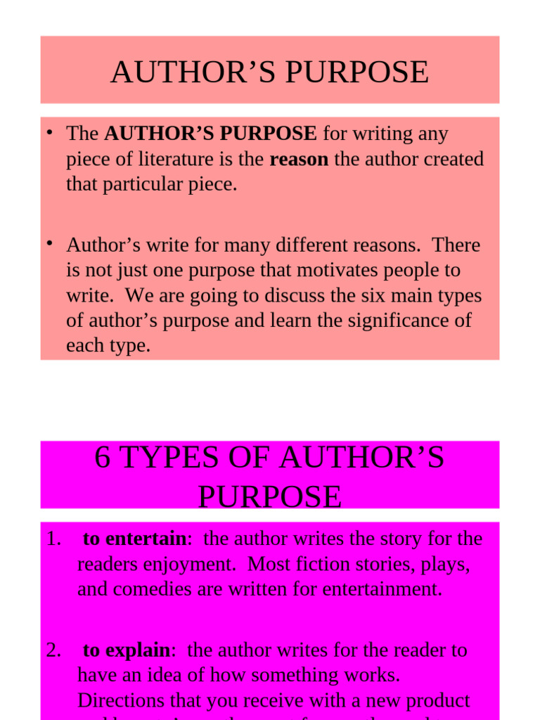 Authors Purpose Notes | PDF