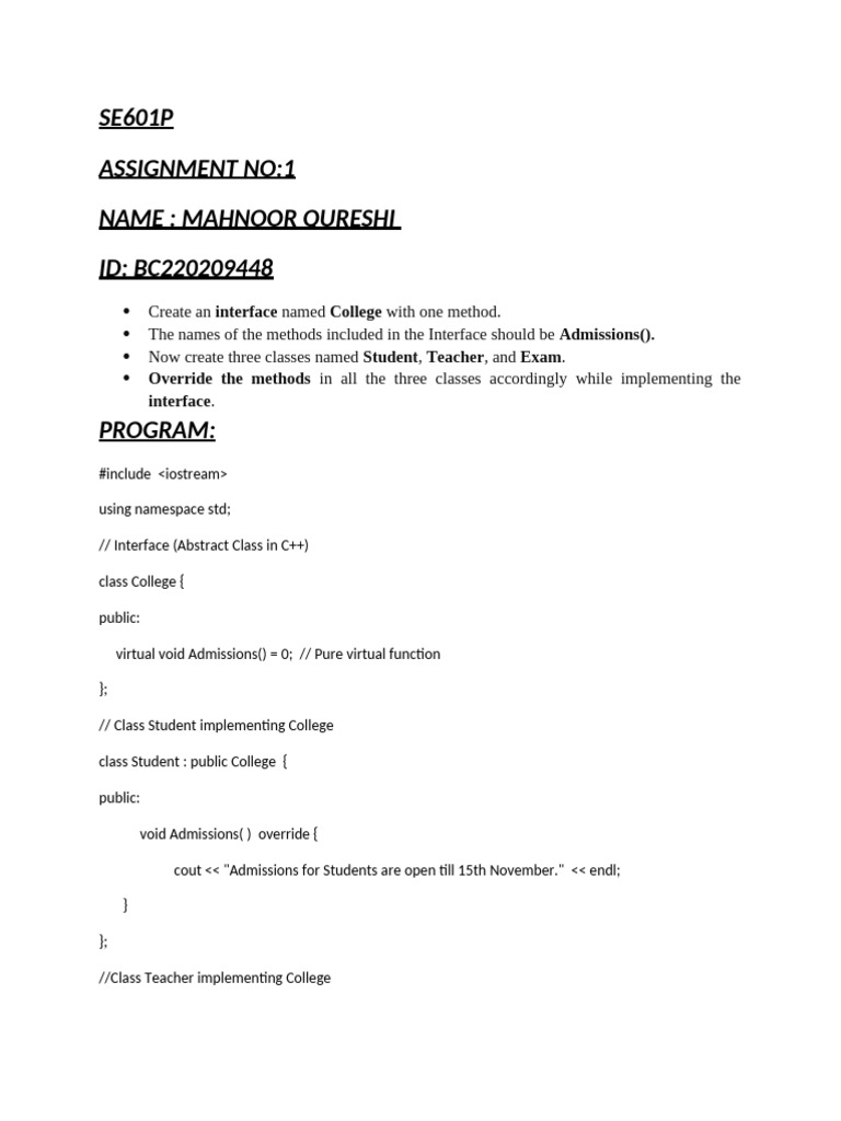 Se601p Assignment Solution | PDF