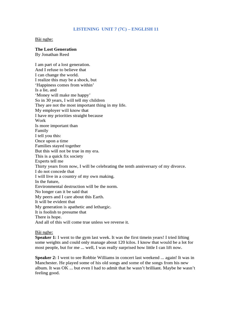 Listening - TT | PDF | Rapping | Poetry