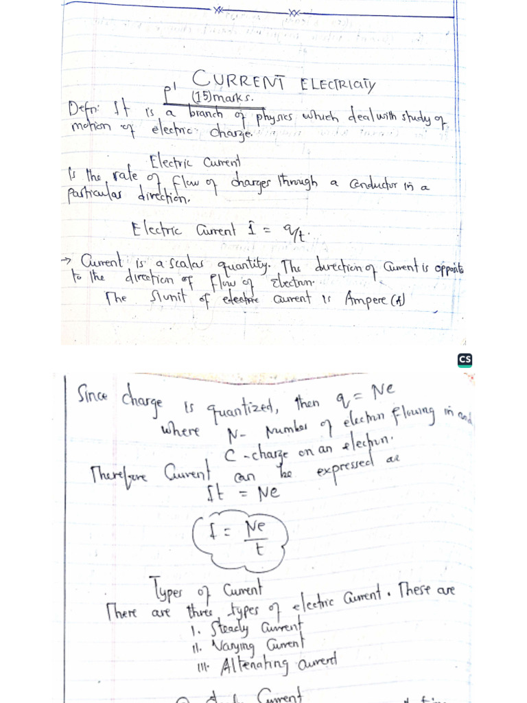 Current Electricity Notes | PDF