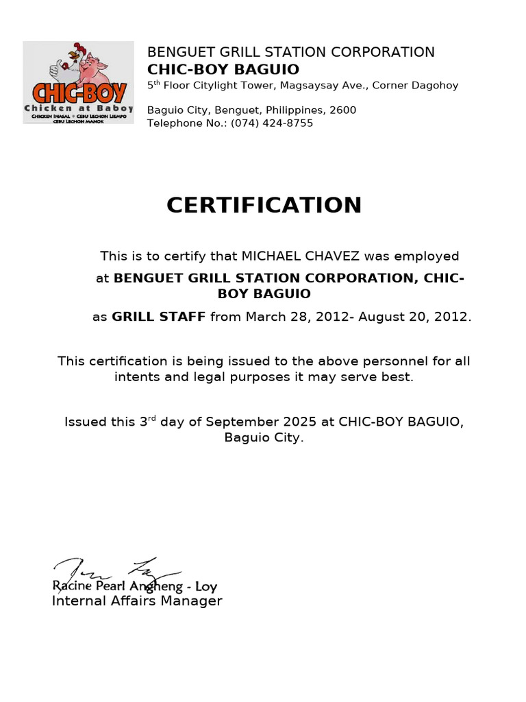 Benguet Grill Station Corporation | PDF