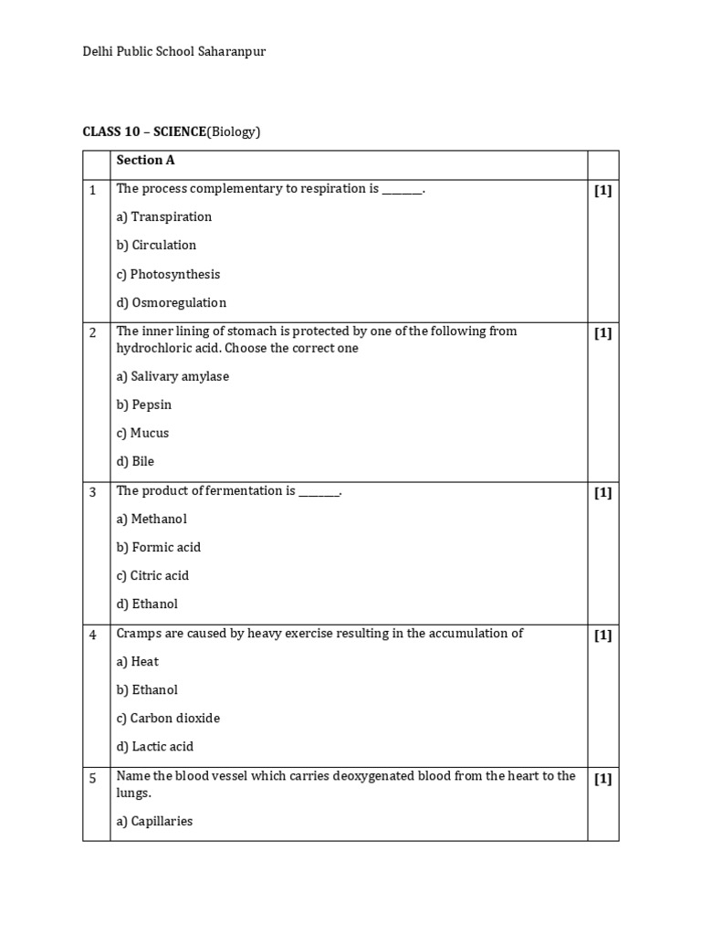 Biology Worksheet Class 10 | PDF | Neuron | Dominance (Genetics)
