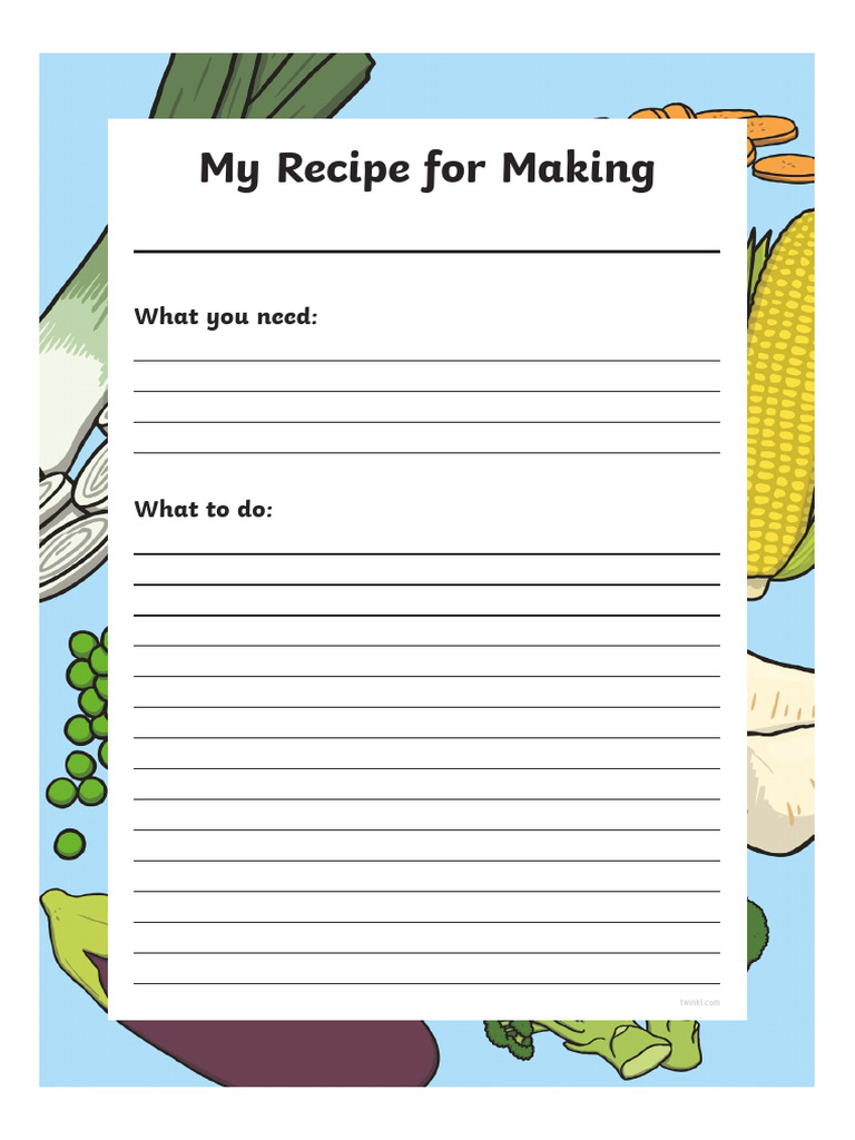 Vegetable Border Recipe Writing Frame | PDF