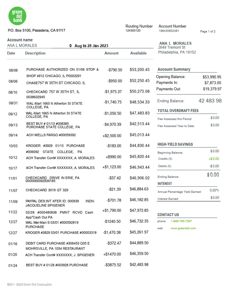 6 Months Bank-Statement | PDF | Debit Card | Financial Services