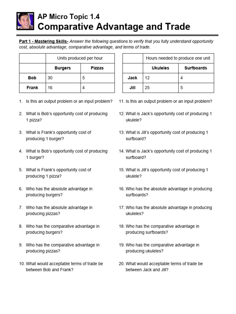 Micro Topic 1.4B - Comparative Advantage and Trade (Practice) | PDF ...