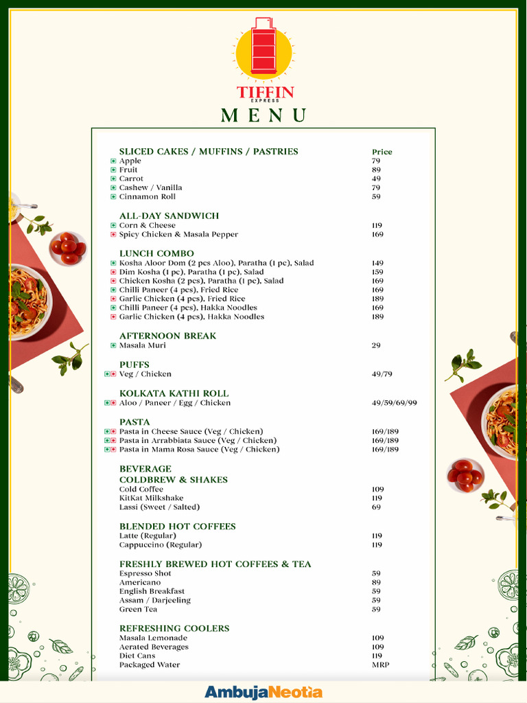 Tiffin Express Menu | PDF