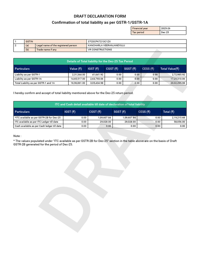 Liability Declaration Form 37CDCPK7213C1ZX 122025 | PDF | Business