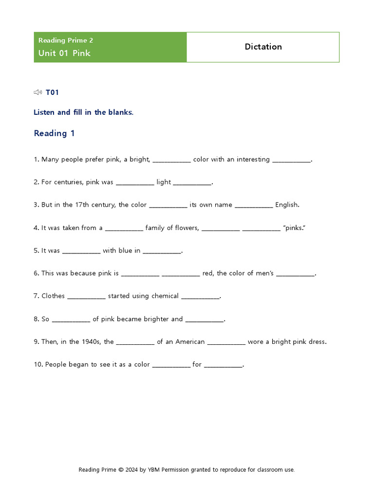 Reading Prime 2 Dictation | PDF | Sound | Detective Fiction