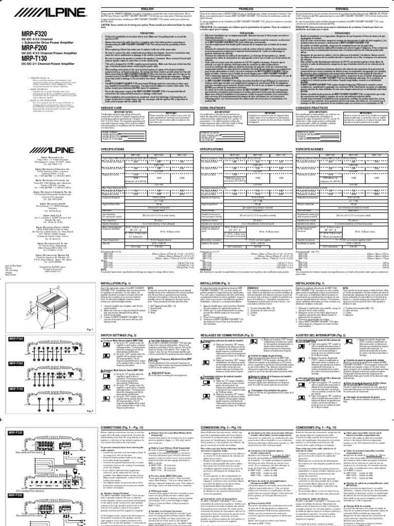 Alpine MRP-F200 Amp Manual | Download Free PDF | Allumage | Connectique
