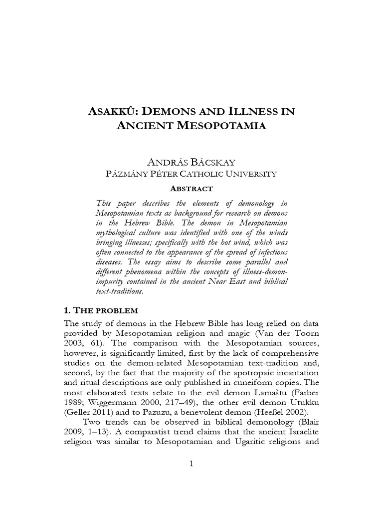 Asakku Demons and Illness in Ancient Mesopotamia | PDF | Demons ...