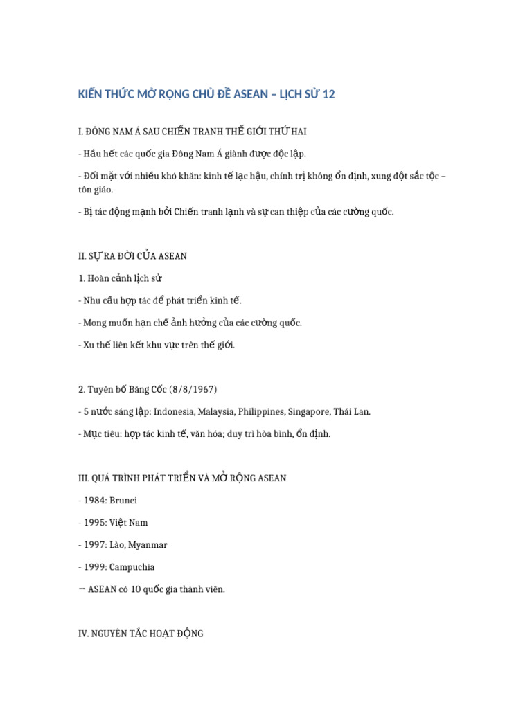ASEAN Lich Su 12 Mo Rong | PDF