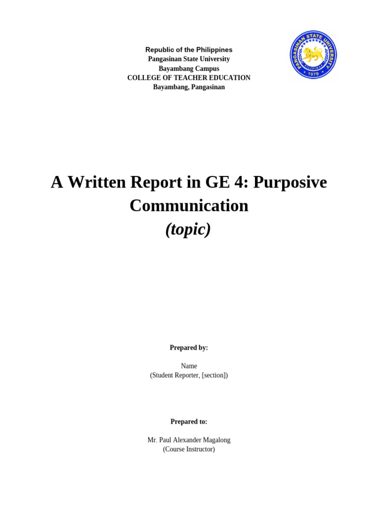 GE 4 Written Report Template | PDF