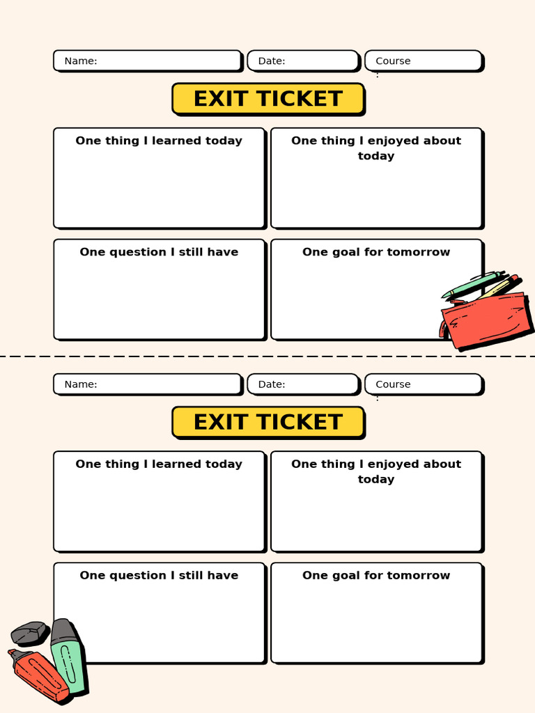 Back To School Exit Ticket in Colorful Doodle Lined Style - 20260112 ...