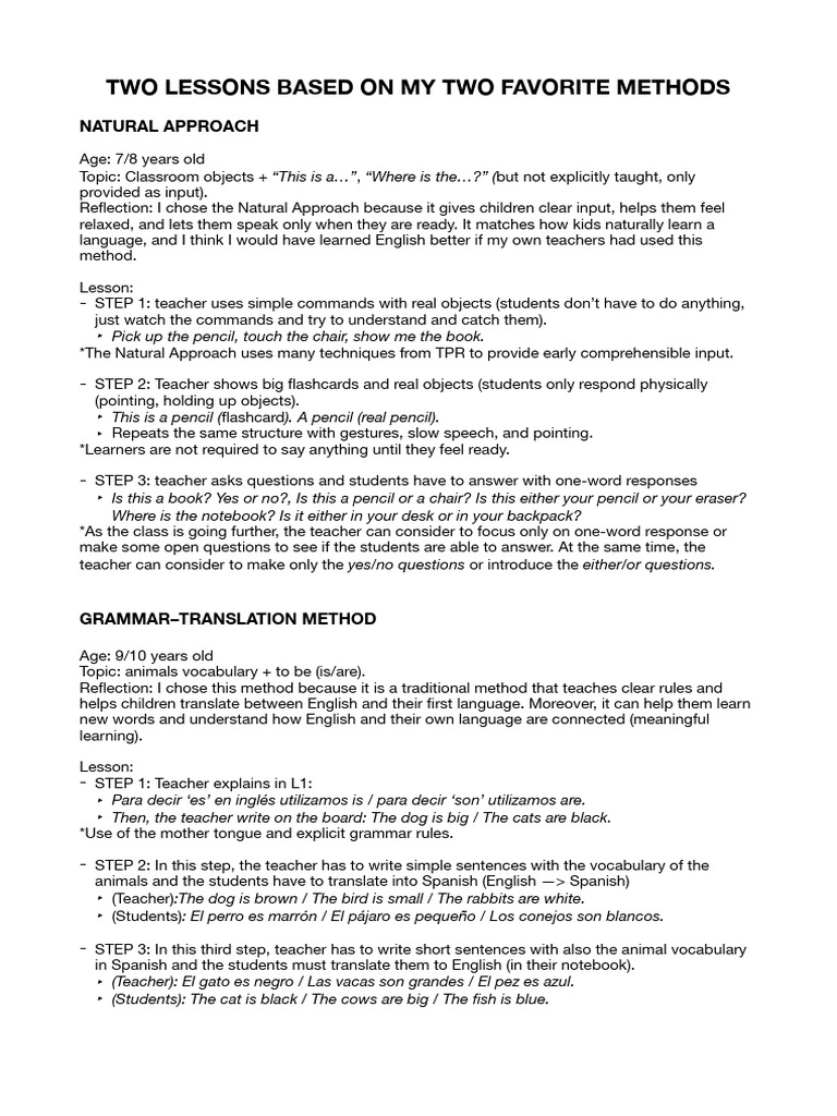 Two Lessons Based on My Two Favorite Methods | PDF | Communication ...
