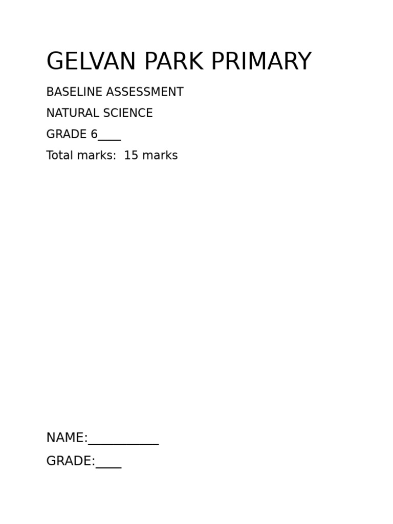 Grade 6 Natural Science Baseline Completed | PDF | Plants | Water