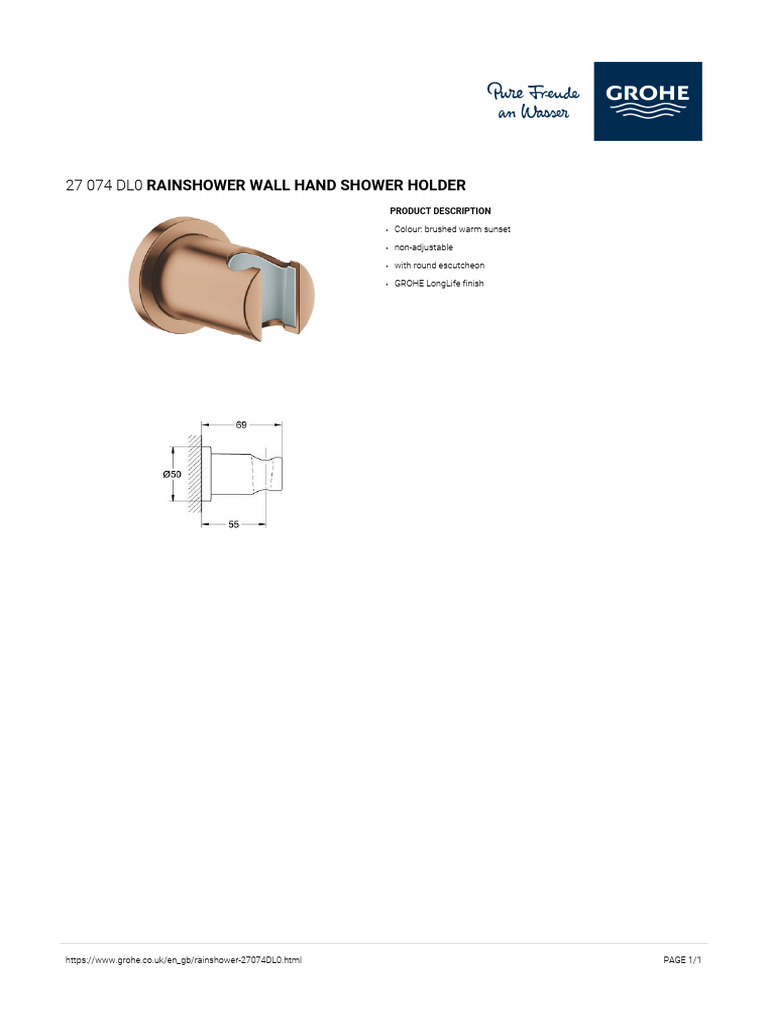 GROHE Specification Sheet 27074DL0 | PDF