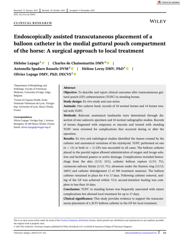 Veterinary Surgery - 2025 - Lepage - Endoscopically Assisted ...