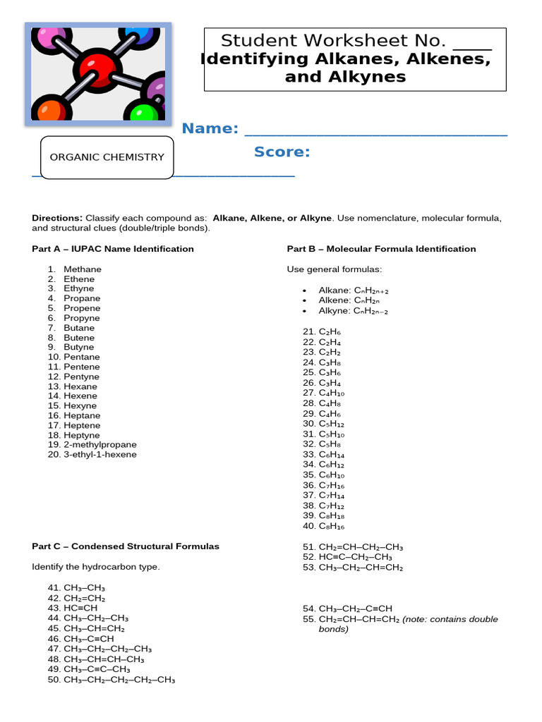 Student Worksheet No | PDF | Carboxylic Acid | Alkene